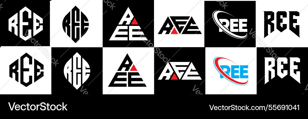 Ree letter logo design in six style polygon Vector Image