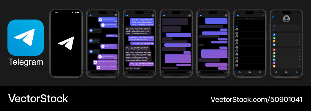 Telegram mockup on a black background Royalty Free Vector