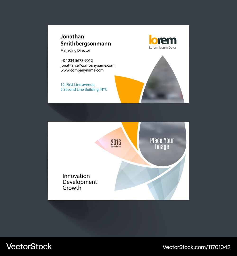 Business card template with geometric Royalty Free Vector