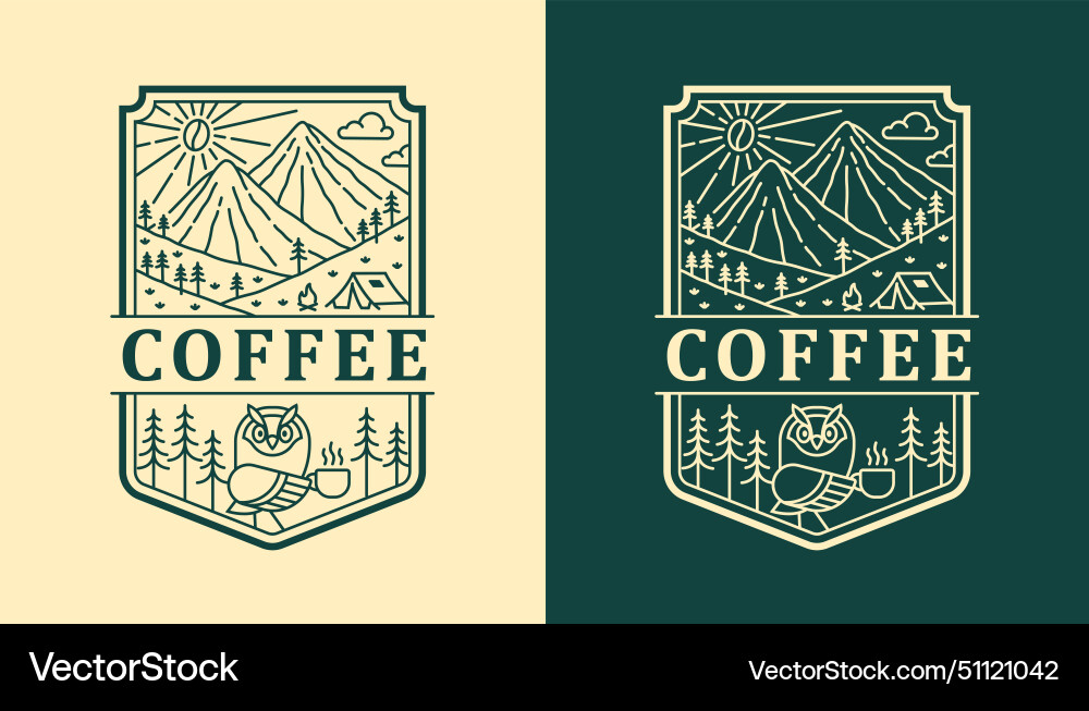 Nature coffee line art design template Royalty Free Vector