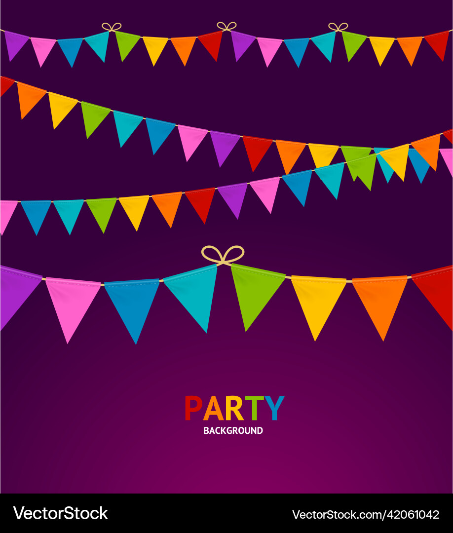Realistic detailed 3d color party flags Royalty Free Vector