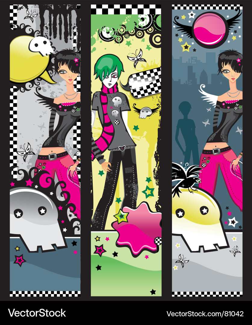 Set of emo banners Royalty Free Vector Image - VectorStock