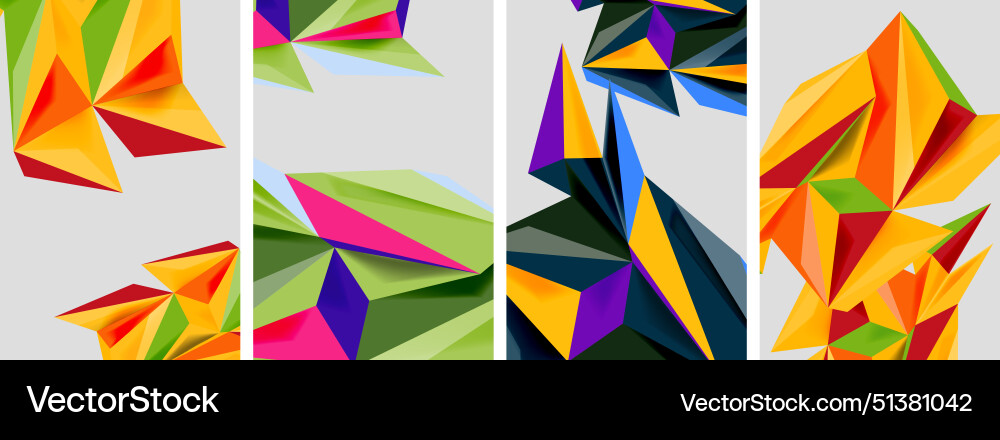 Set of mosaic triangle pattern abstract posters Vector Image