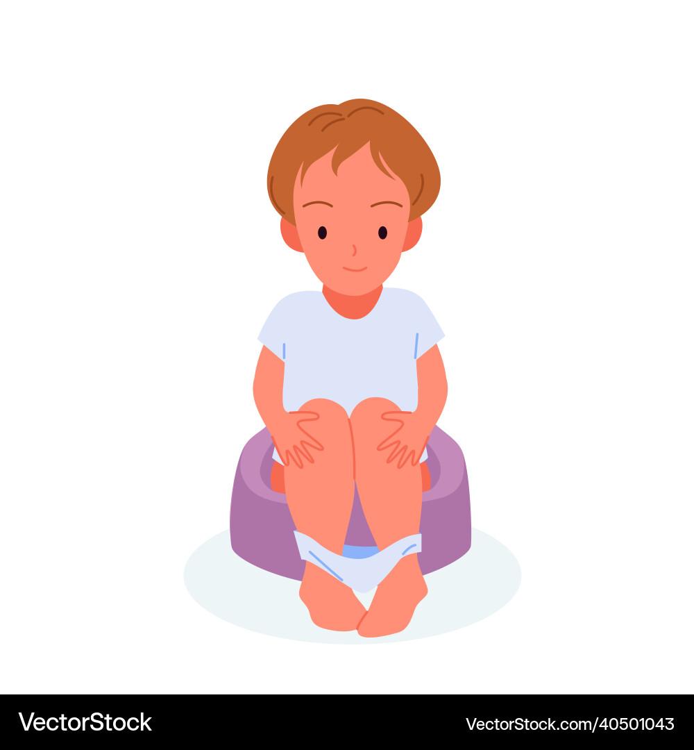 Baby boy sitting on potty child training Vector Image
