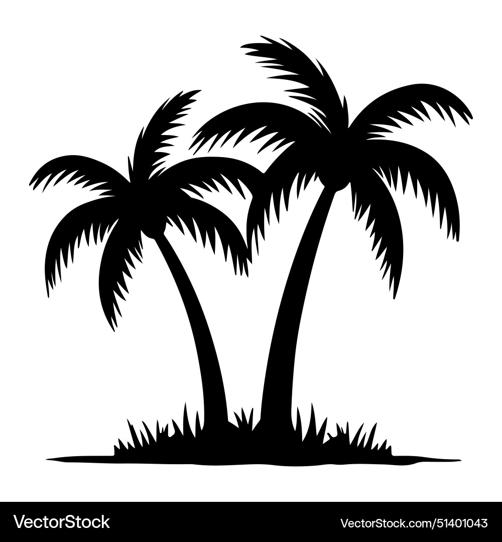 Black palm trees set isolated on white background Vector Image
