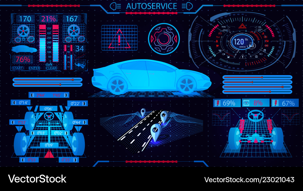 Car service gui diagnostic alignment wheels Vector Image