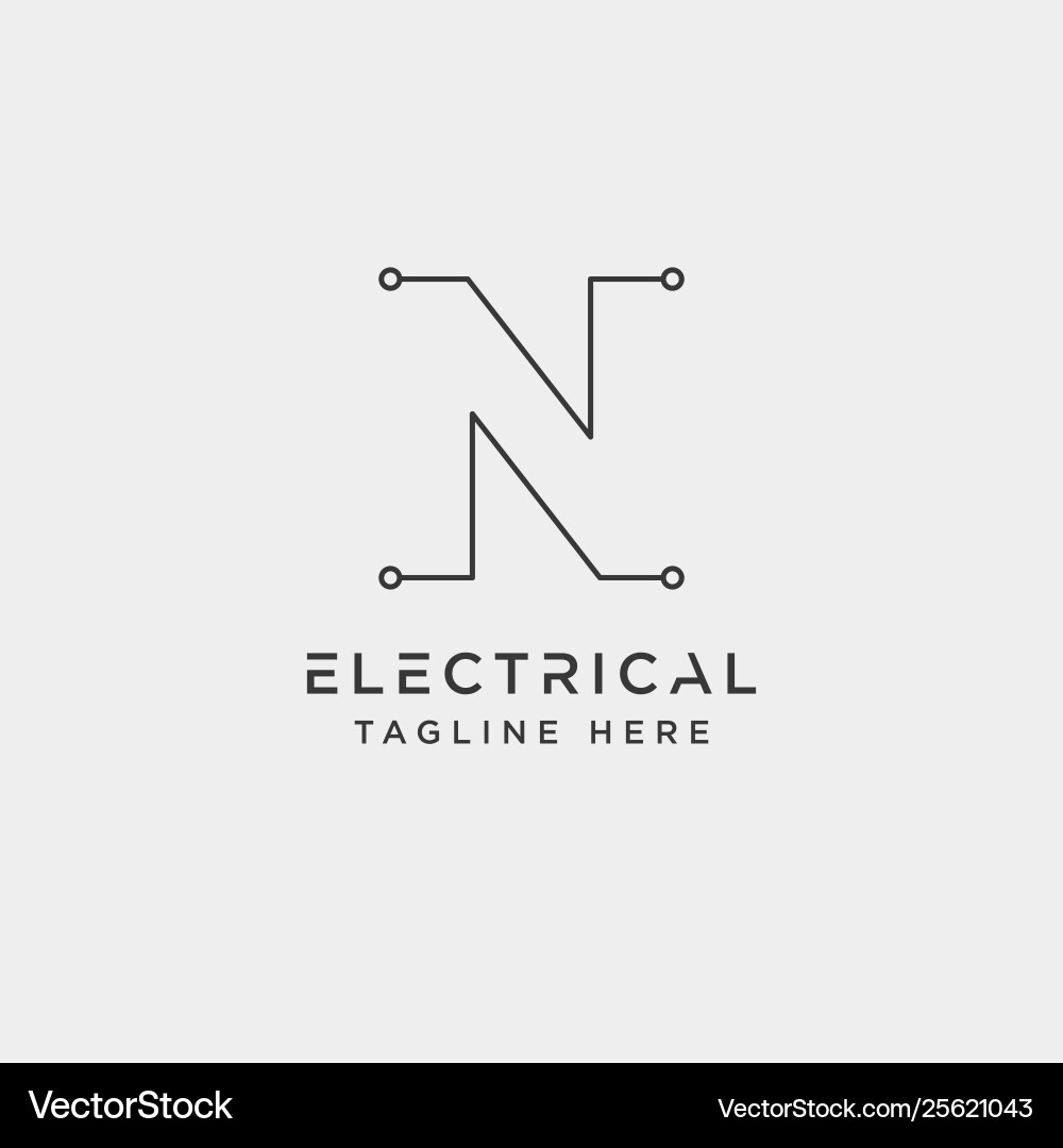 Connect or electrical n logo design icon element Vector Image