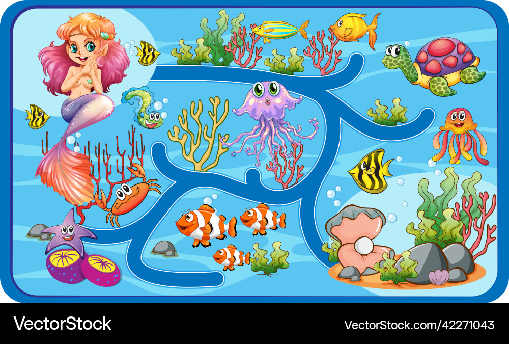Game design with underwater scene Royalty Free Vector Image