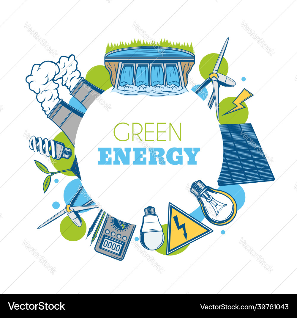 Green energy round frame eco environment Vector Image
