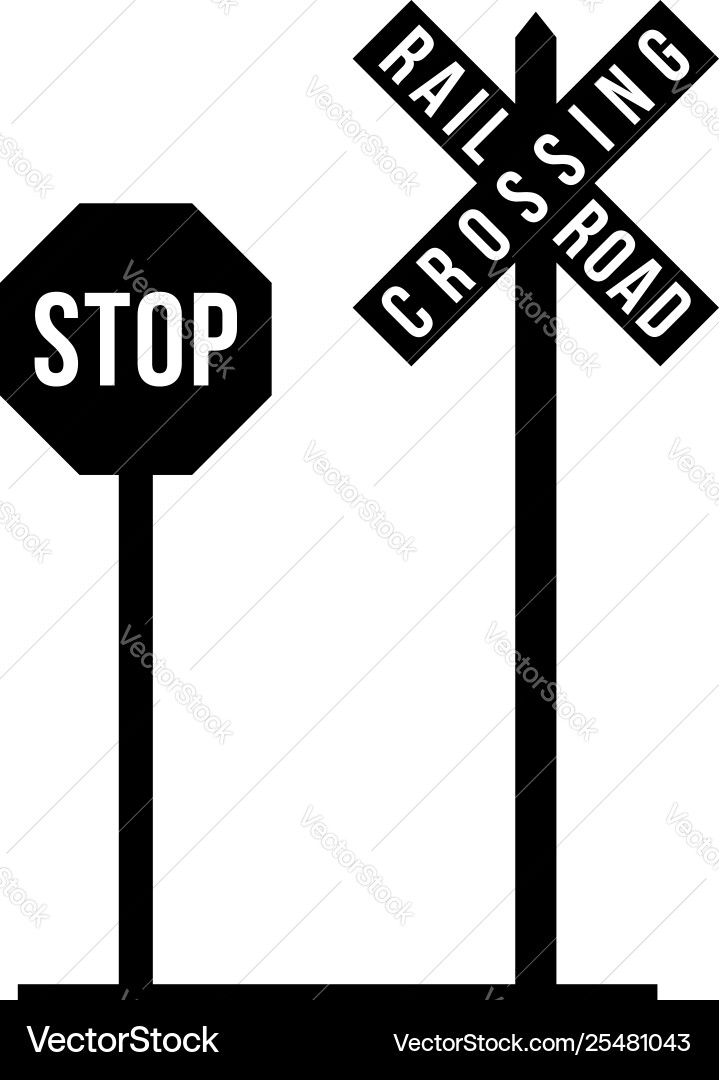 Highway railroad crossing signs Royalty Free Vector Image