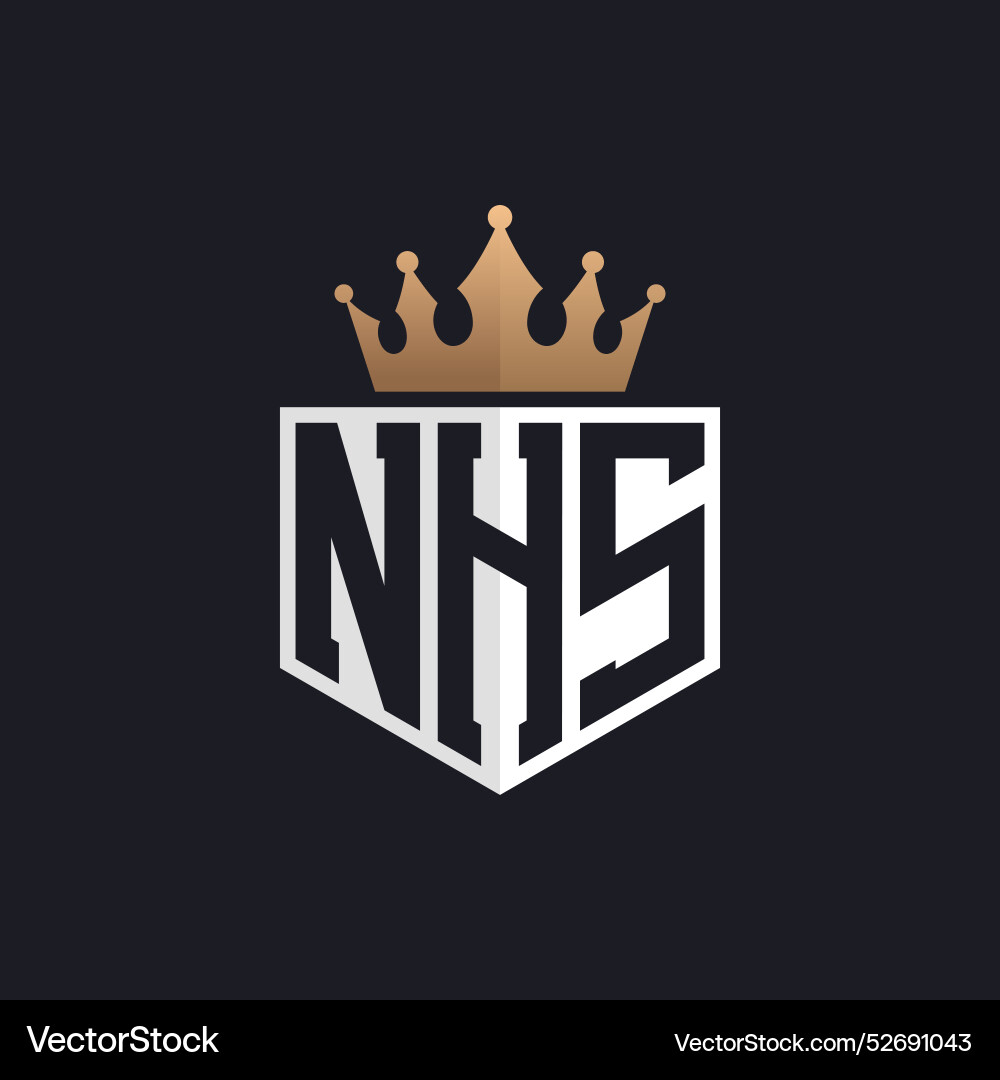 Luxury nhs logo with crown elegant initials Vector Image