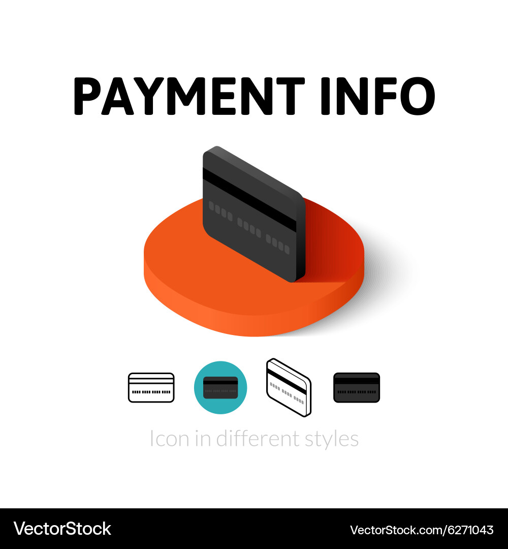 Payment info icon in different style Royalty Free Vector
