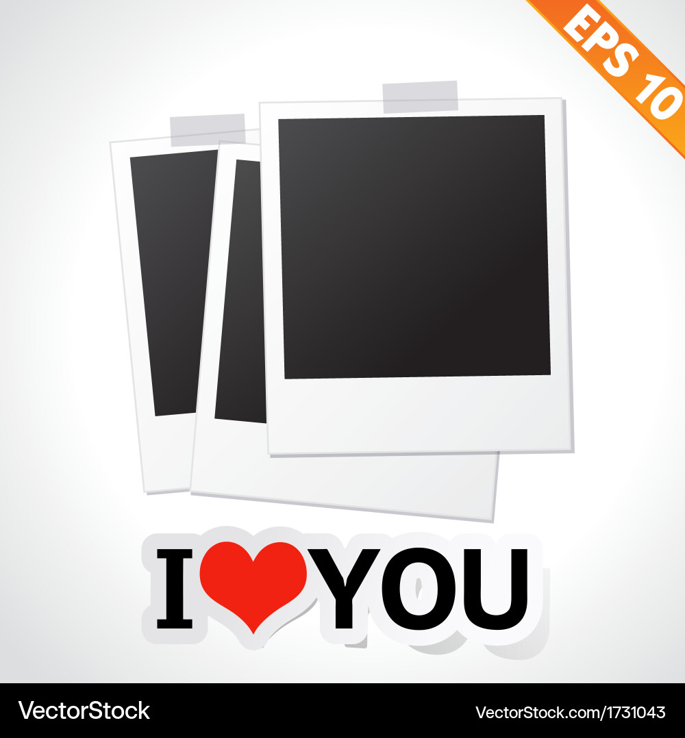 Photo frame with i love you text - eps10 Vector Image