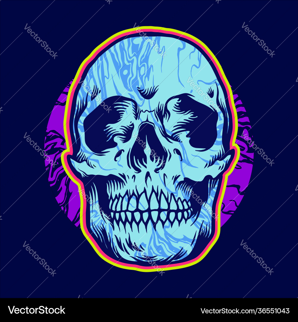 Psychedelic head skull bones Royalty Free Vector Image