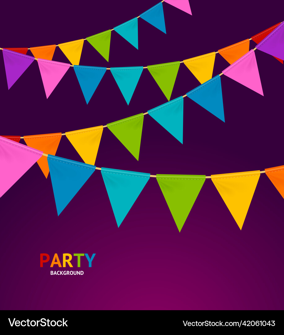 Realistic detailed 3d color party flags Royalty Free Vector