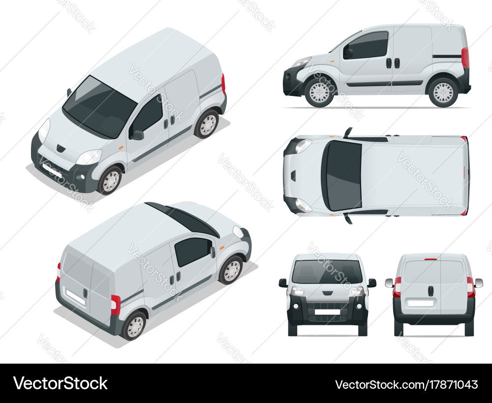 Small van car isolated template Royalty Free Vector Image