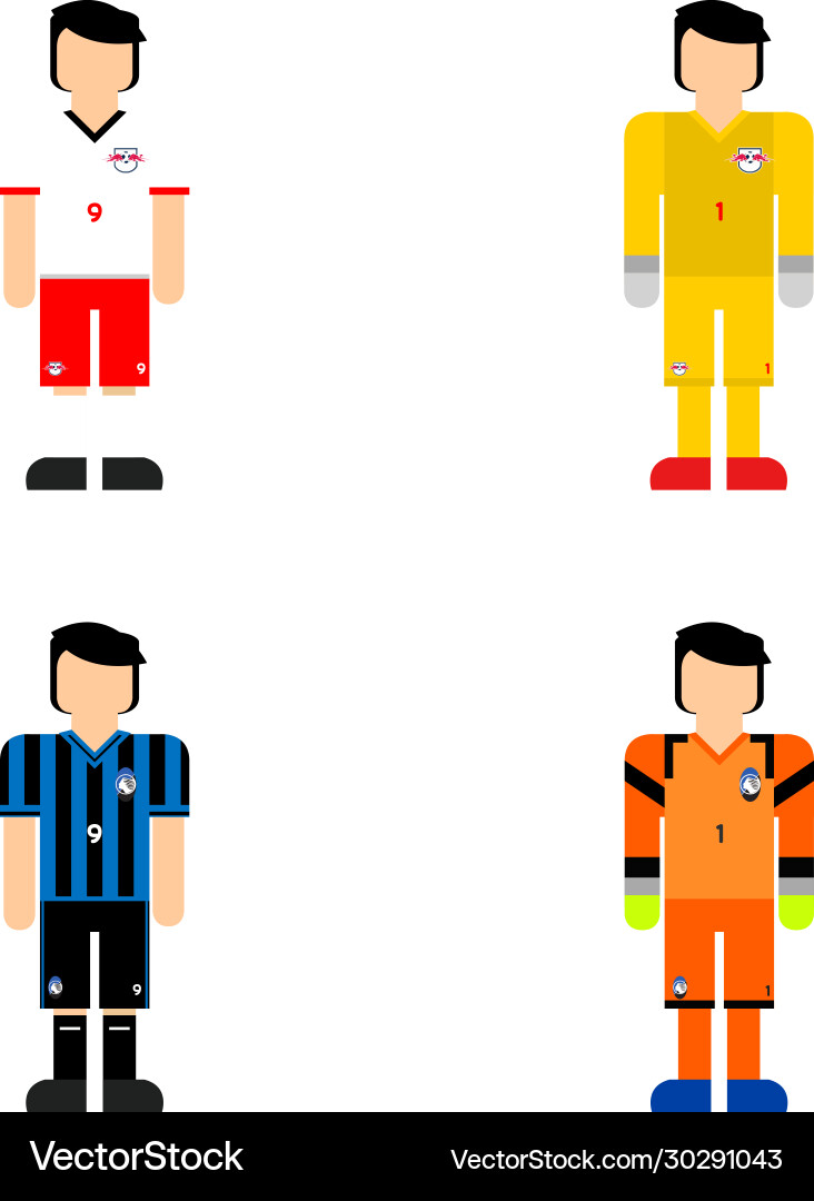 Soccer Player Kit - RB Leipzig & Atalanta Vector Image