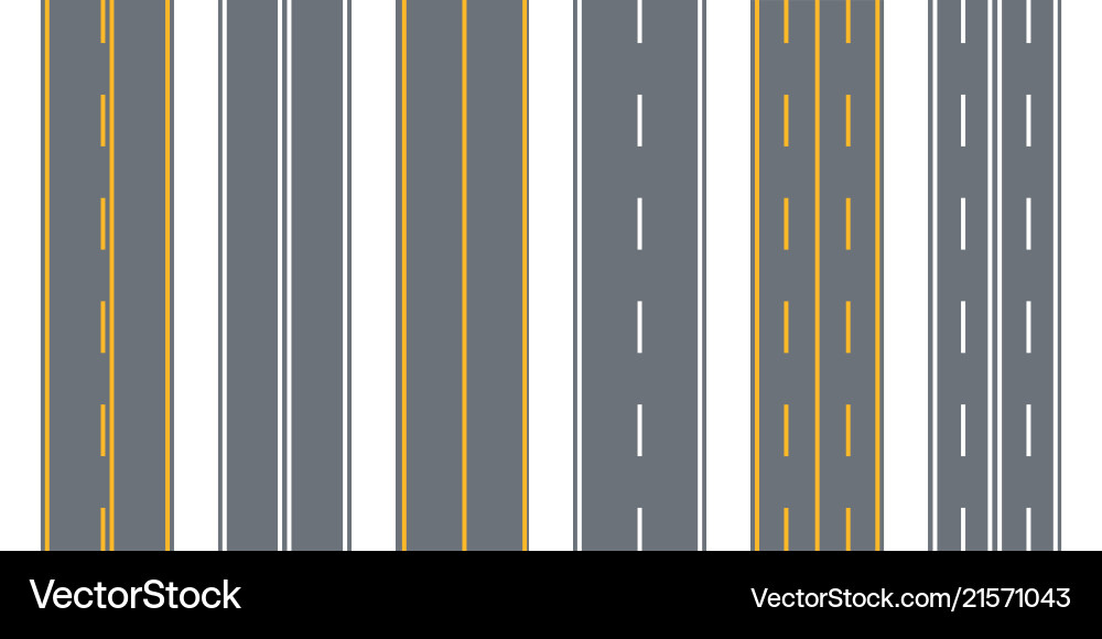 Straight seamless roads Royalty Free Vector Image