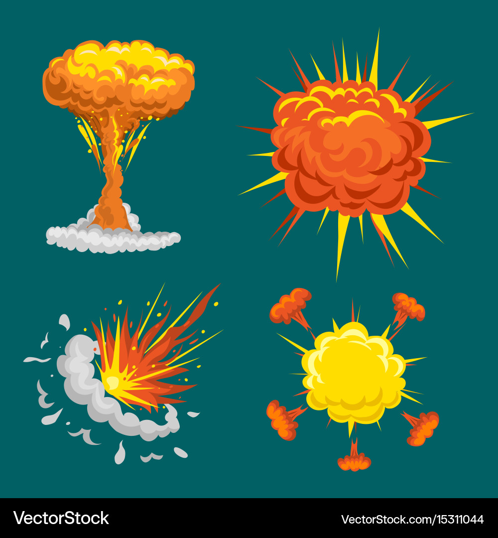 Cartoon explosion boom effect animation game Vector Image
