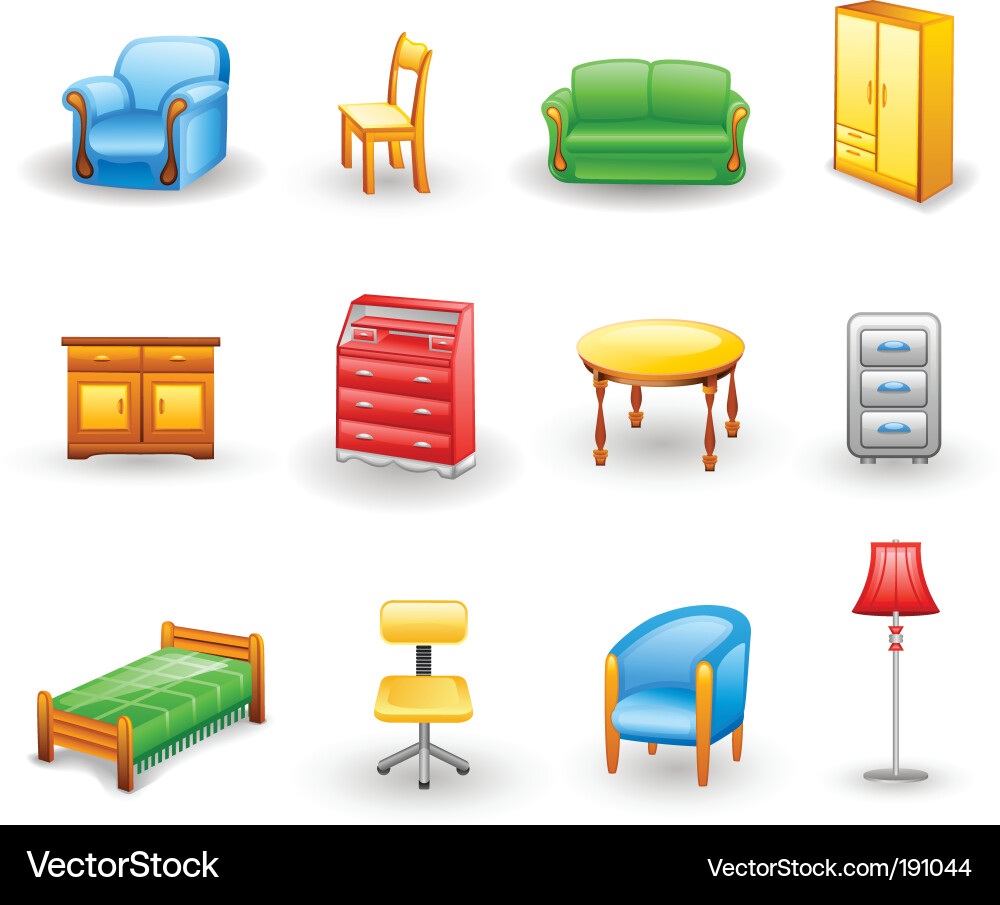 Furniture Icon Set - Flat Design Royalty Free Vector Image