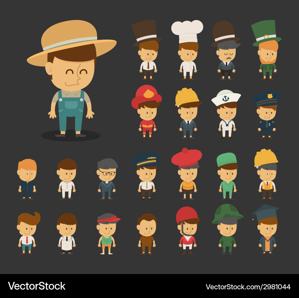 Group of professions cartoon characters Royalty Free Vector