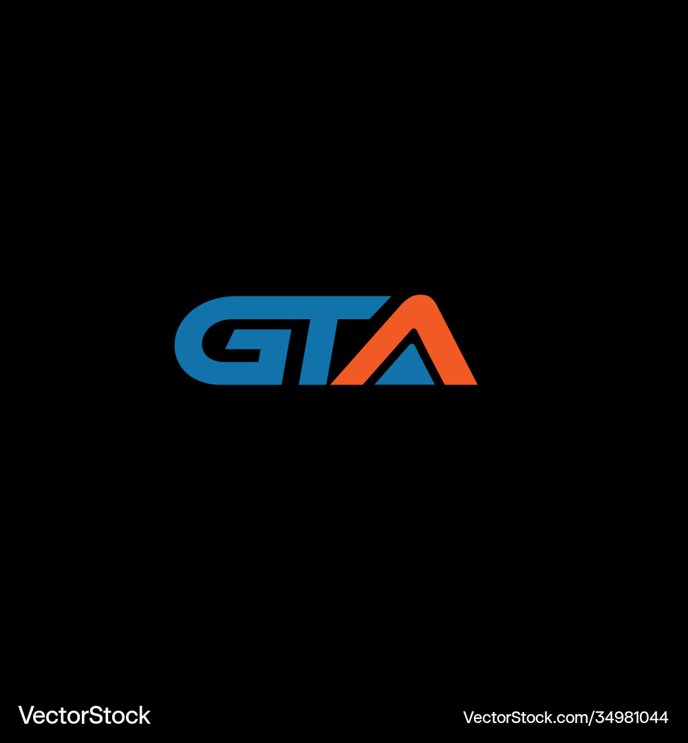 Gta letter icon design on black background Vector Image