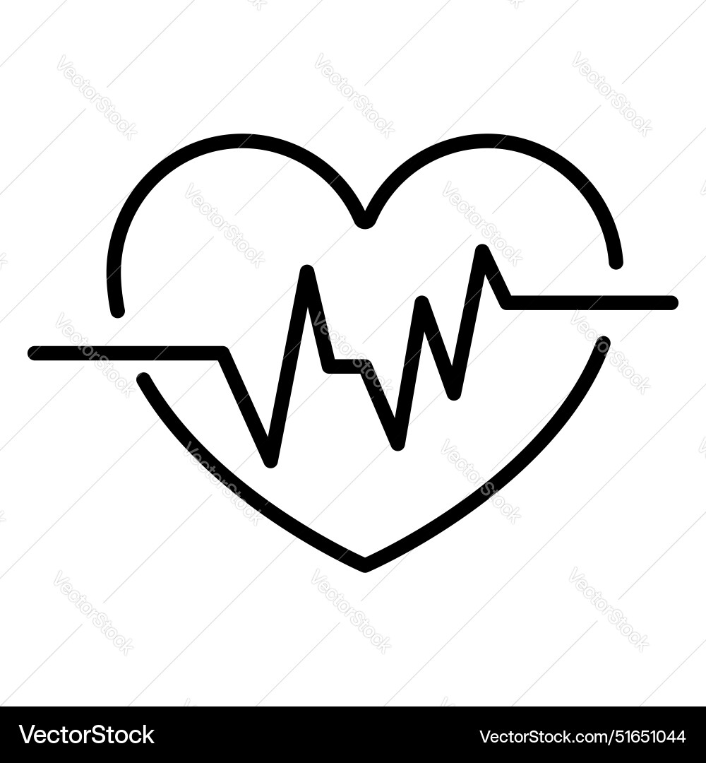 Heartbeat pulse and heart shape outline icon Vector Image