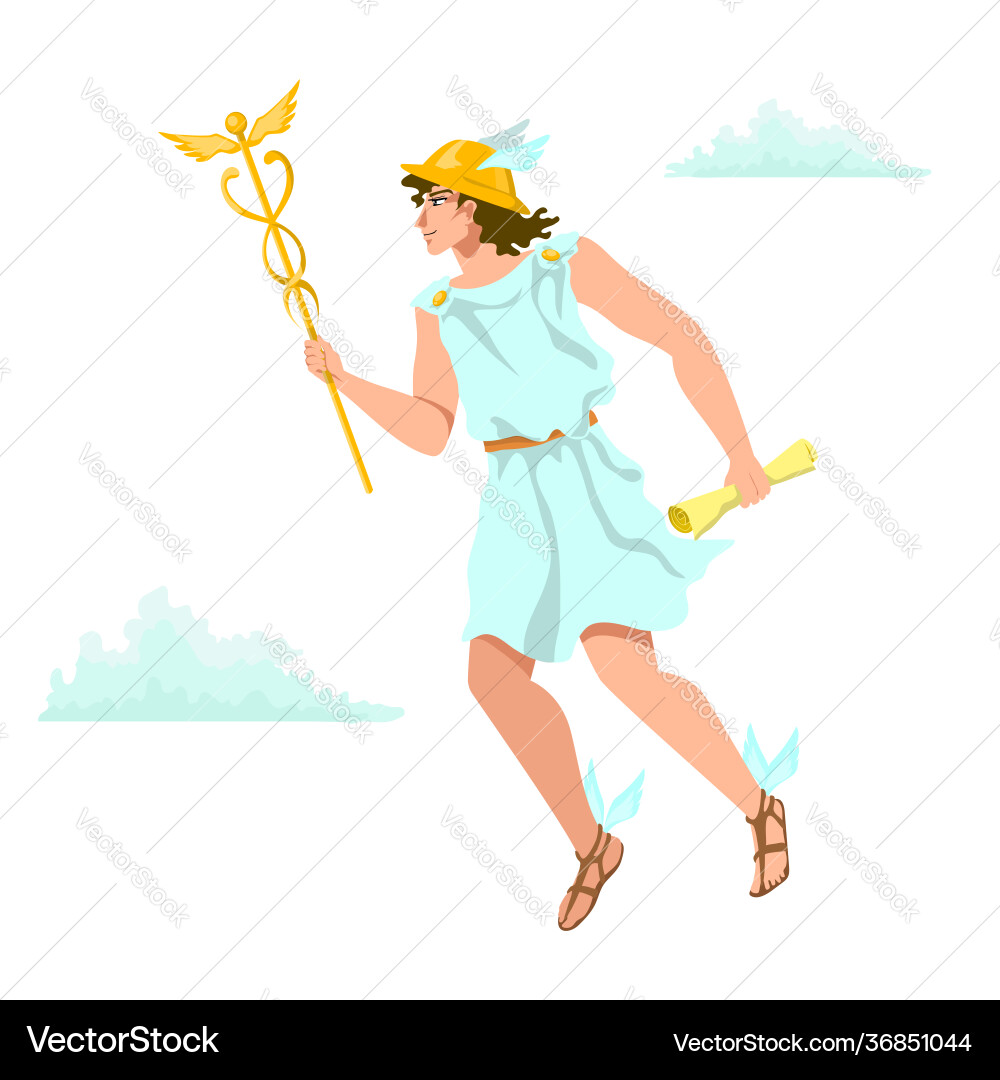 Hermes mercury greek olympian god messenger Vector Image