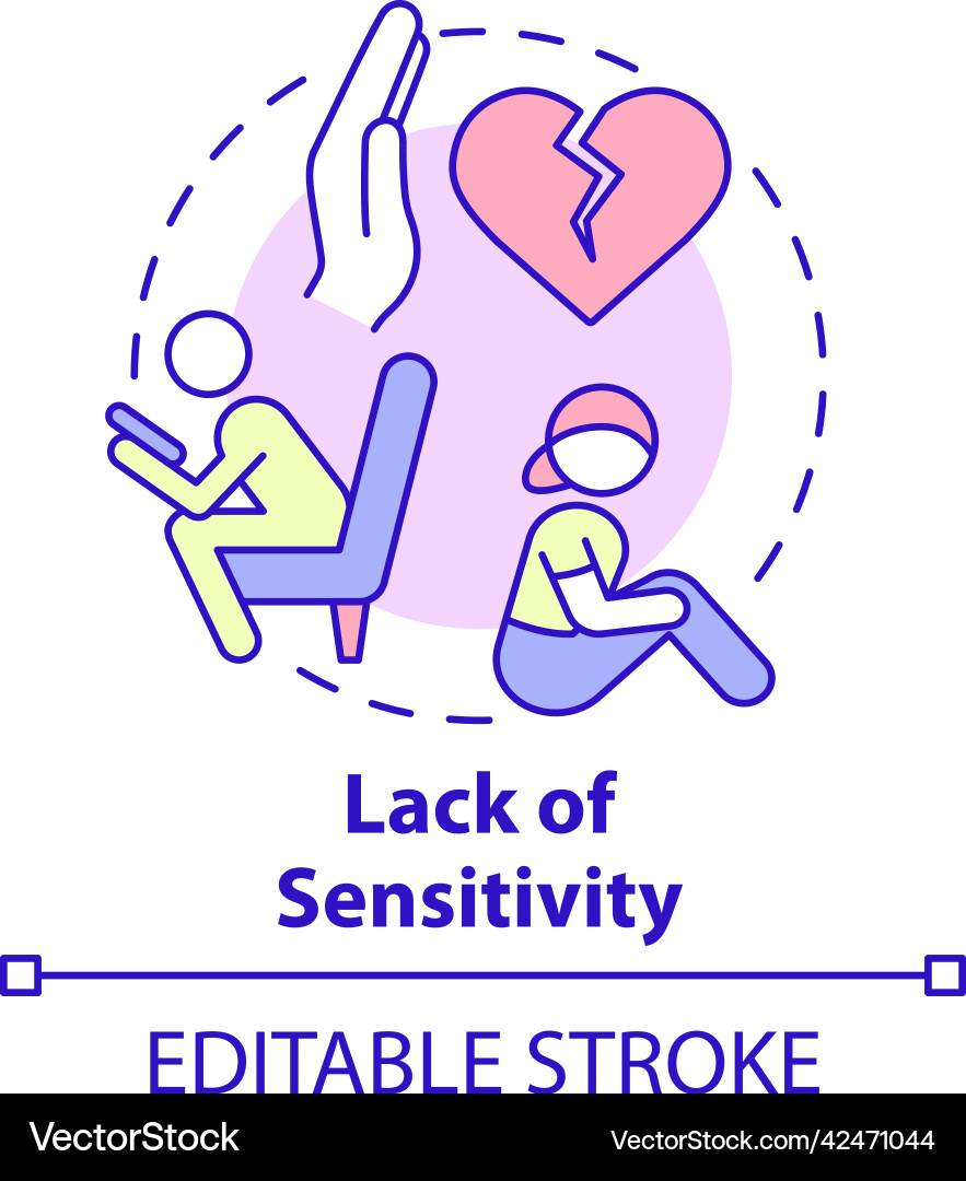 Lack of sensitivity concept icon Royalty Free Vector Image