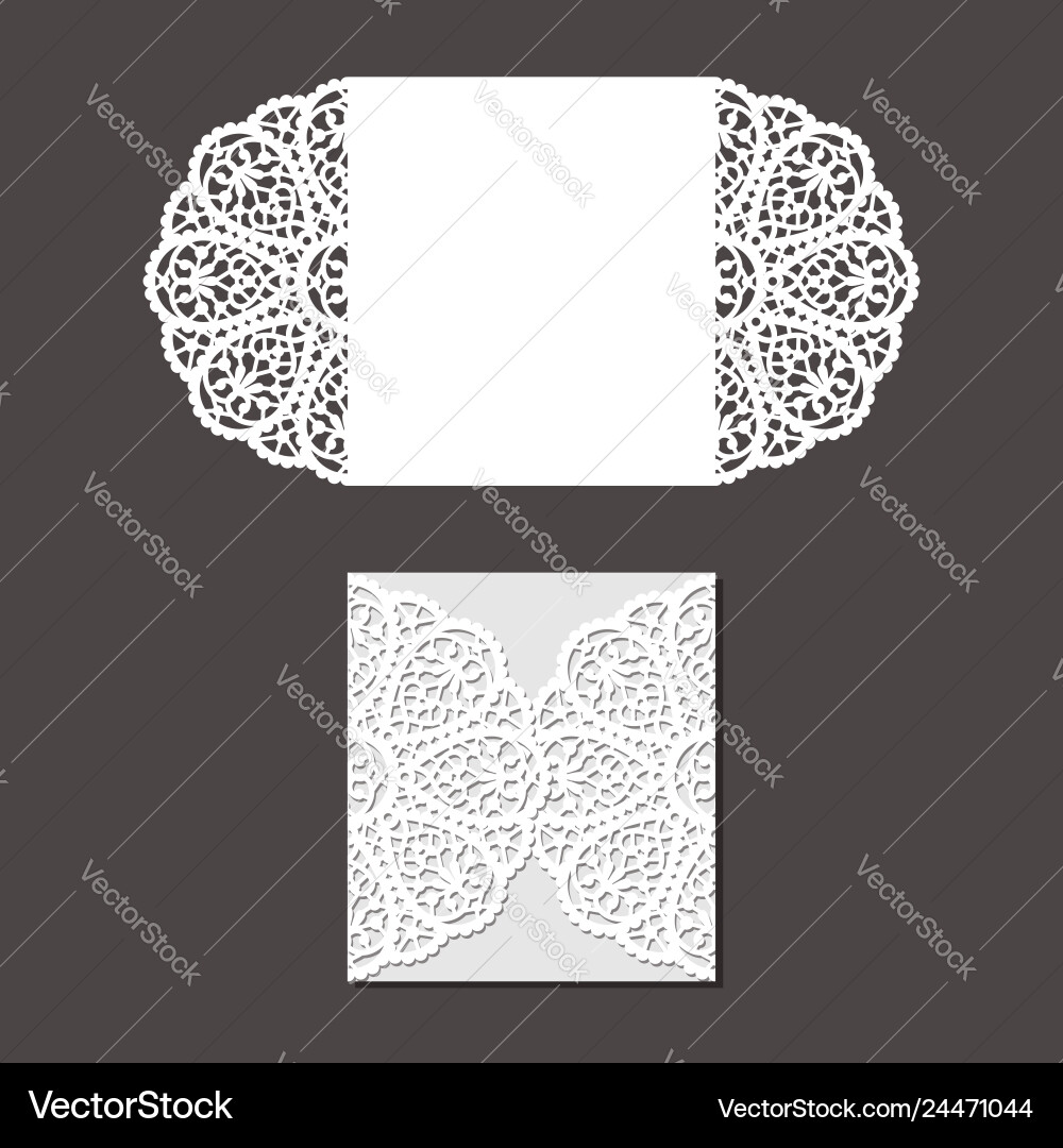 Laser Cut Lace Envelope Template Royalty Free Vector Image