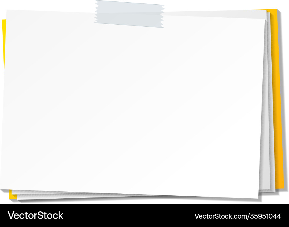 Leere Papier-Notiz-Template Stick mit Klebeband Vektorbild