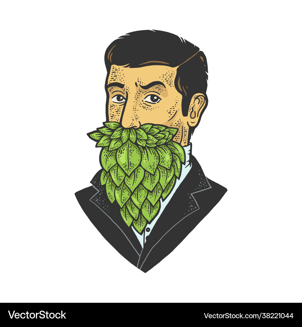 Man with hop beard sketch Royalty Free Vector Image