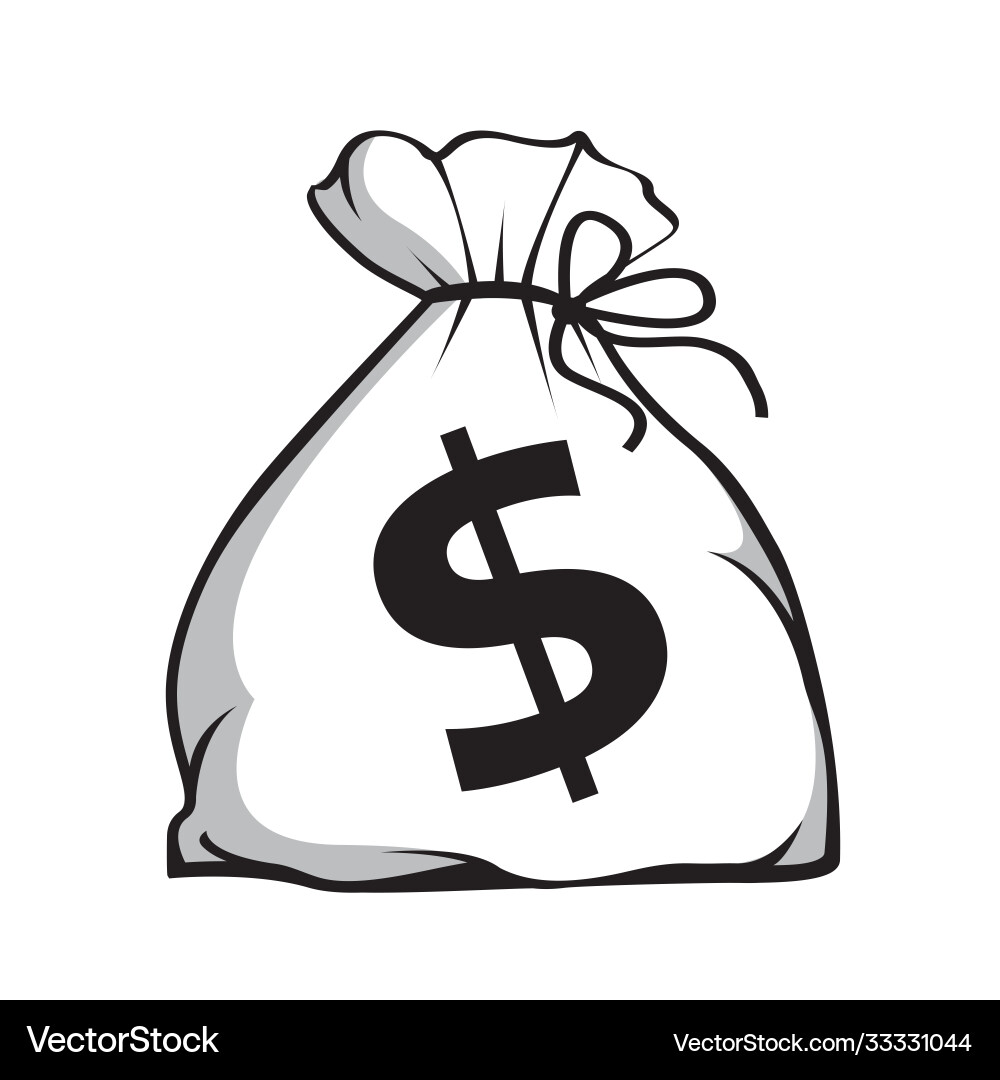 Sack and dollar outline icons Royalty Free Vector Image