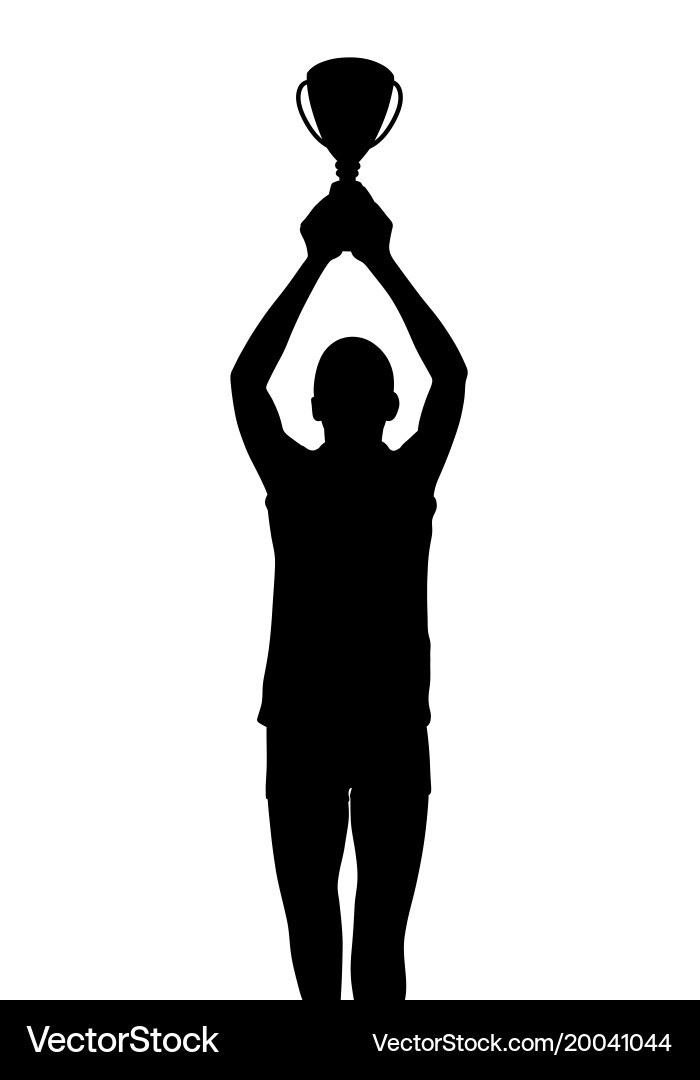 Young sport winner holding winning trophy Vector Image