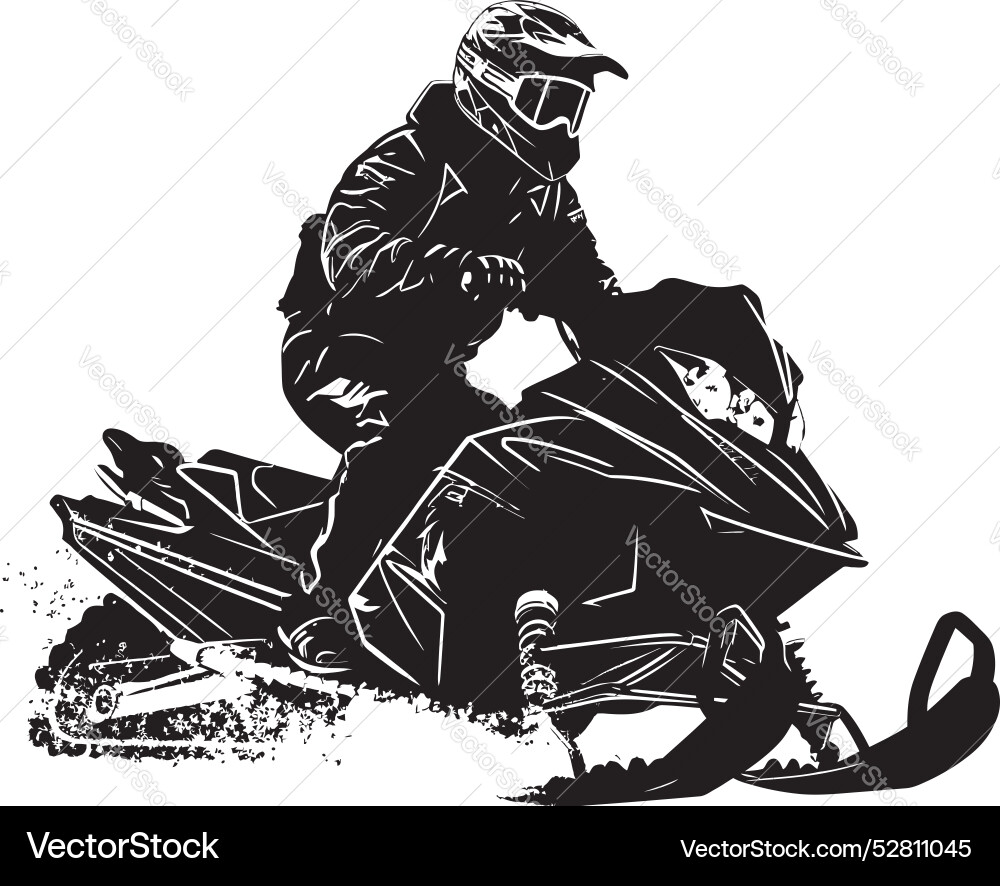 Arctic adventurer man on snowmobile emblem icon Vector Image