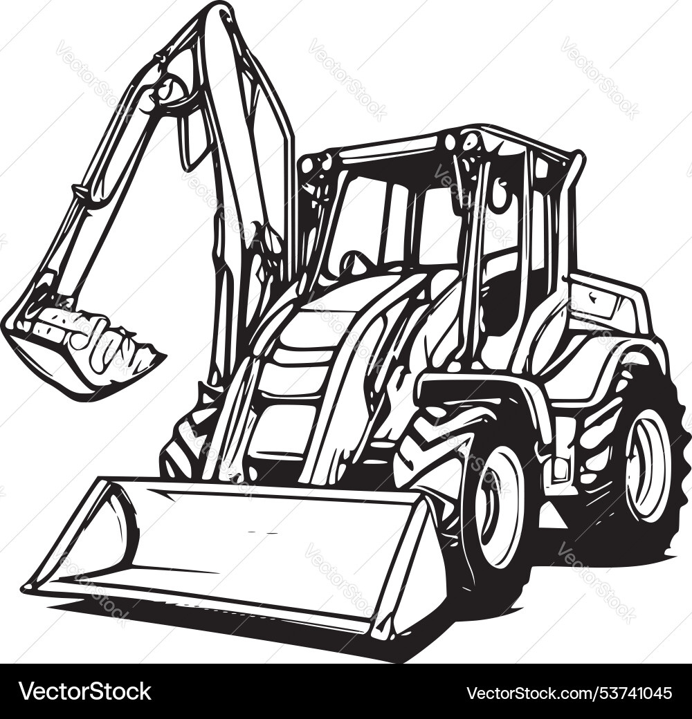 Backhoe loader heavy machinery for construction Vector Image