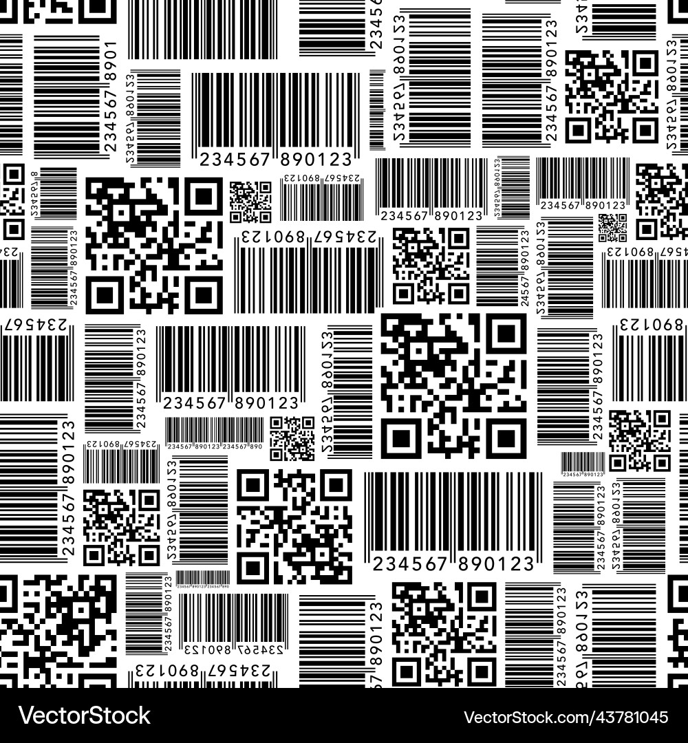 Barcode style seamless pattern background Vector Image