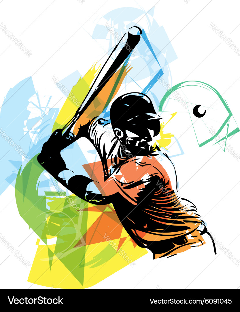 Baseball Player in Action Royalty Free Vector Image