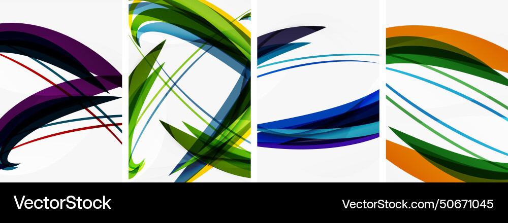 Colorful wave lines poster set for wallpaper Vector Image