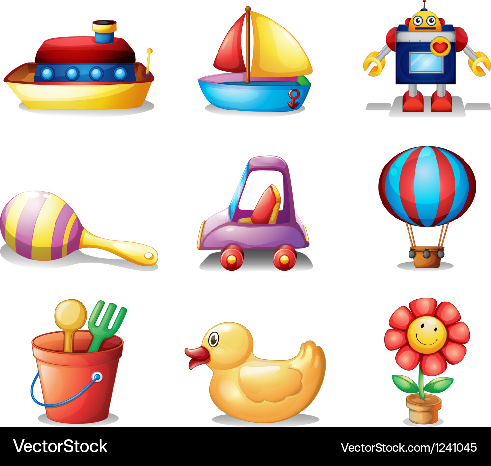 Different kinds of toys Royalty Free Vector Image