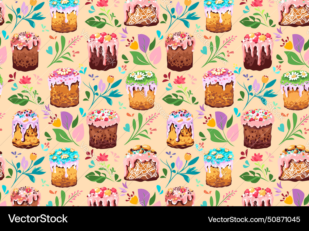 Easter poster with cakes Royalty Free Vector Image