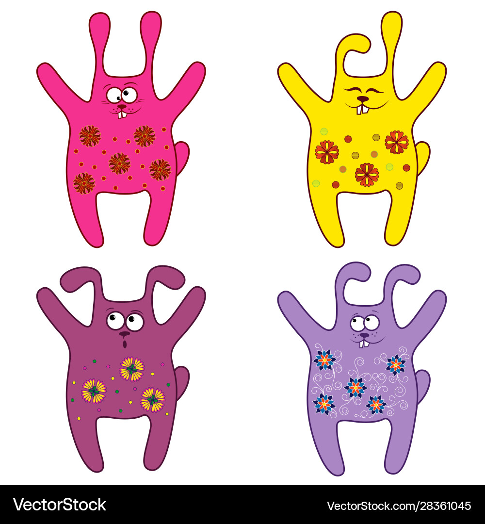 Four thick easter rabbit Royalty Free Vector Image