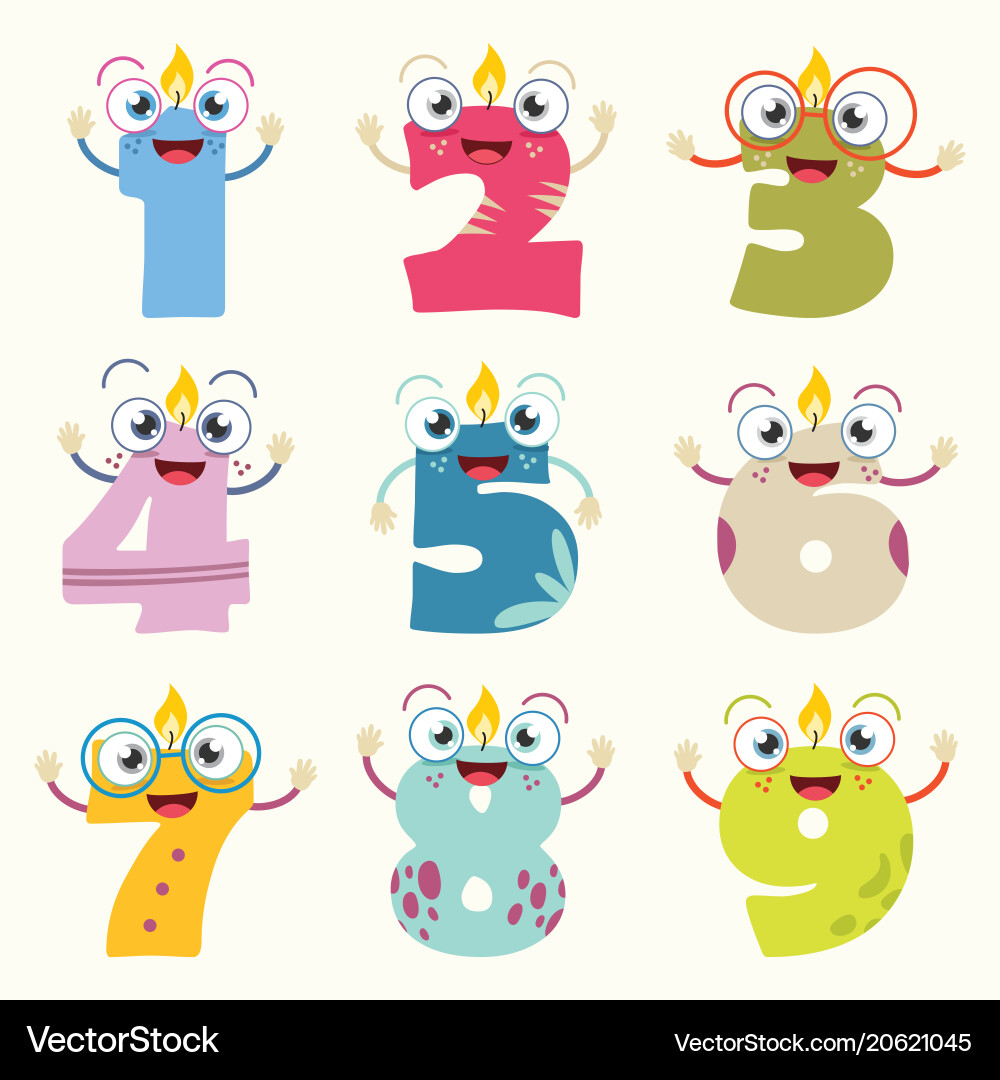 Funny cartoon numbers Royalty Free Vector Image