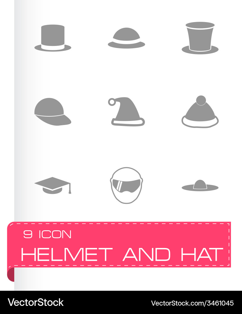 Helmet and hat icon set Royalty Free Vector Image