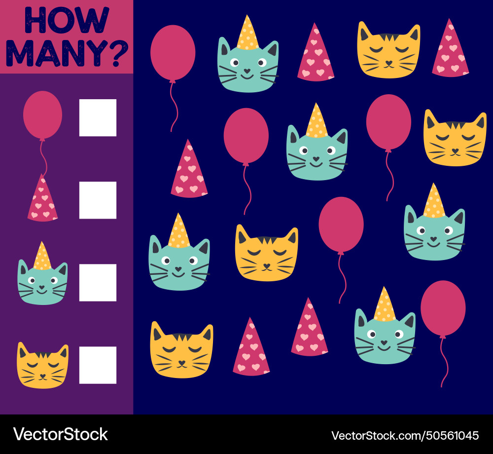 How many cat game for children printable worksheet