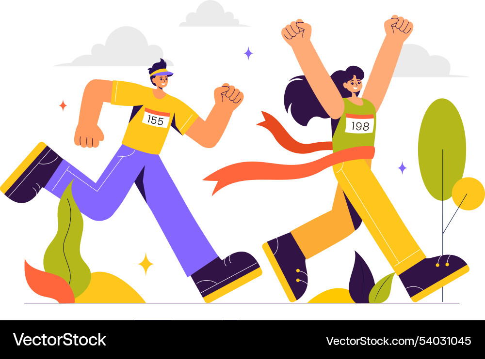Marathon race featuring people running Royalty Free Vector
