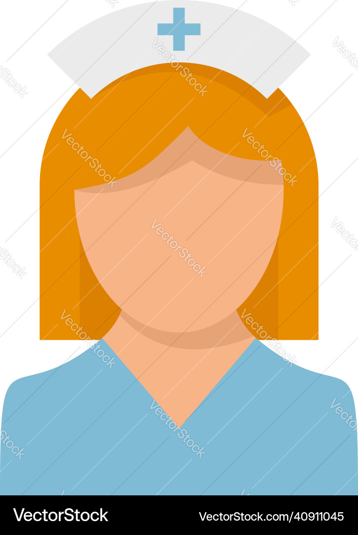 Nurse lady icon flat isolated Royalty Free Vector Image