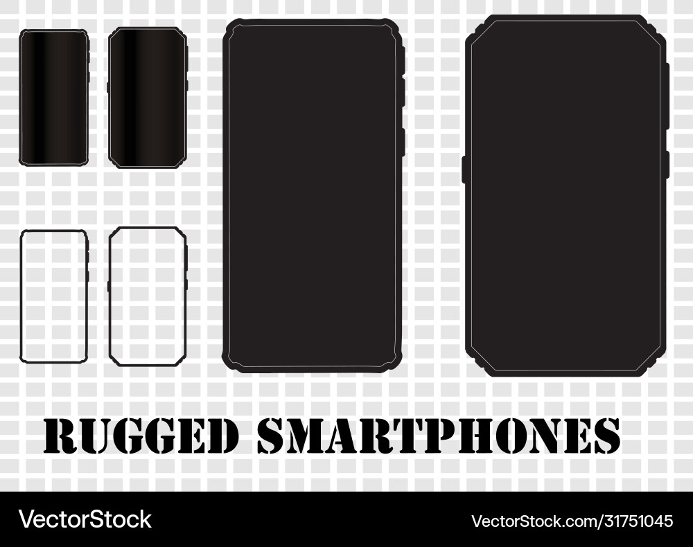 Rugged smartphone icon set Royalty Free Vector Image