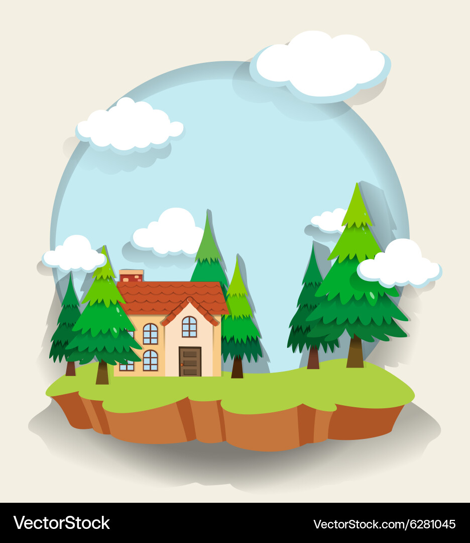 Single house in the forest Royalty Free Vector Image