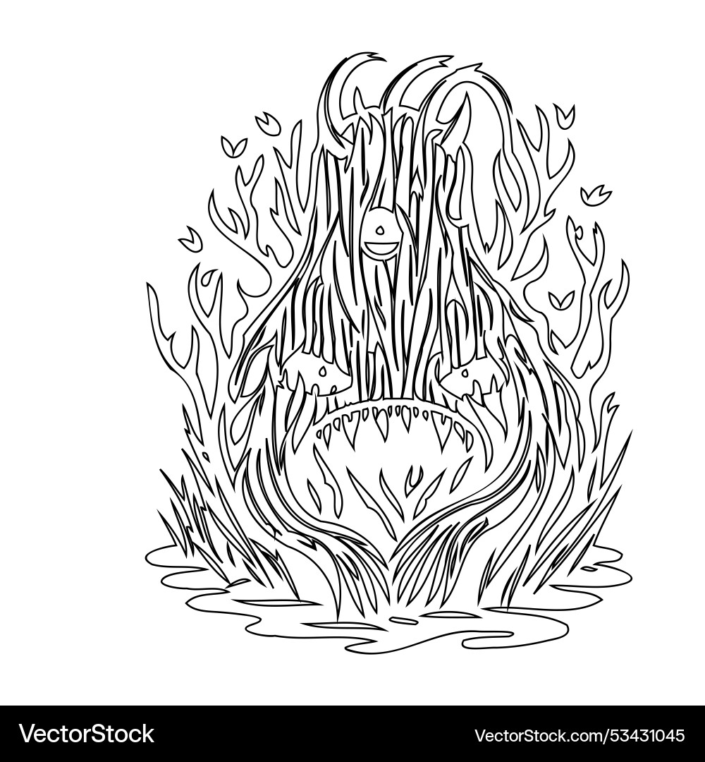 Swamp monster outline sketch Royalty Free Vector Image